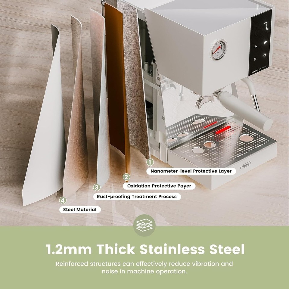 GEVI 20 Bar Semi-Automatic Espresso Machine OPV Dual Display 58mm Milk ...