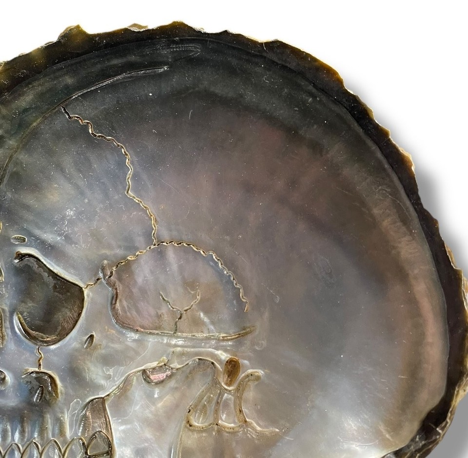 Antique Memento Mori Vanity Head Skelton Mother Pearl France Carved ...