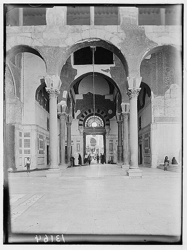 Damascus, The Ommayad Mosque, The entrance from courtyard 1920s Old ...