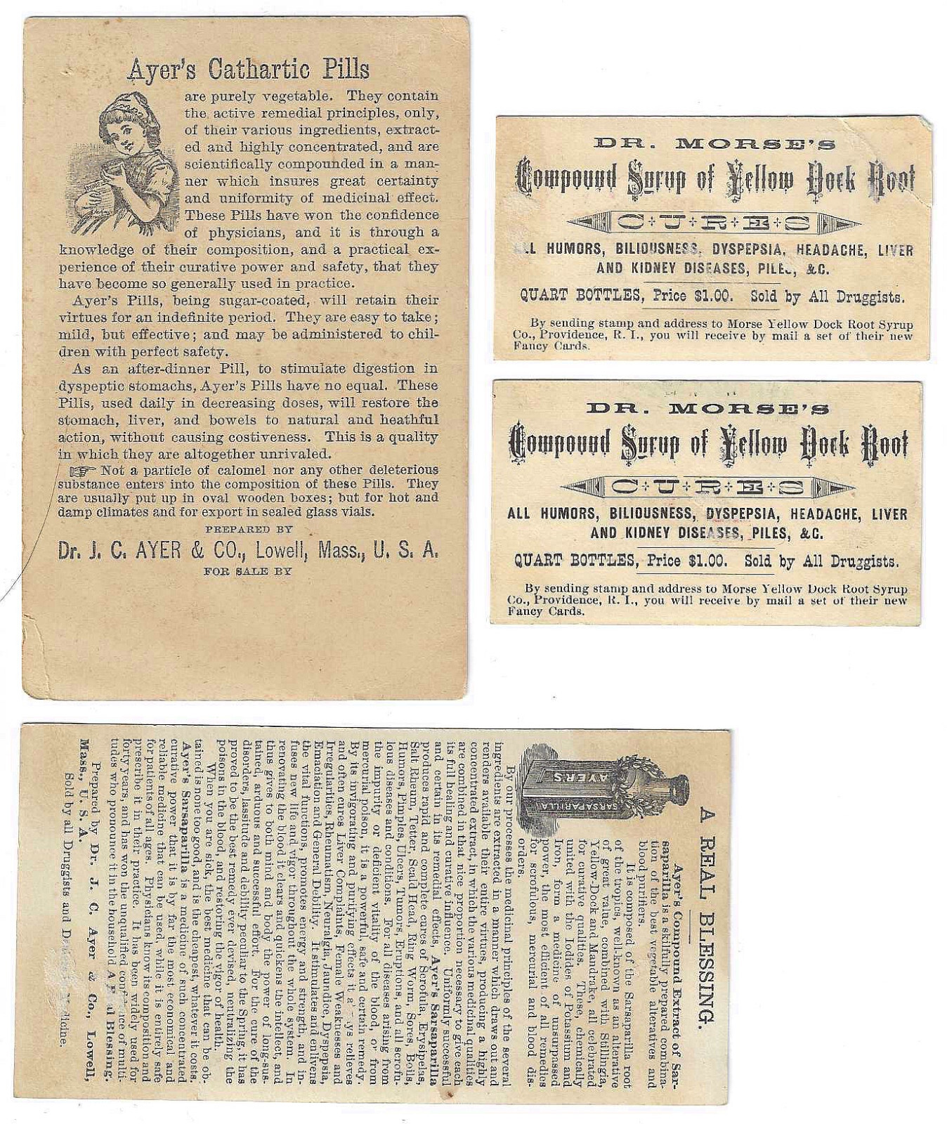 Ayer's Cathartic Pills And Sarsaparilla, Dr. Morse's Yellow Dock Root ...