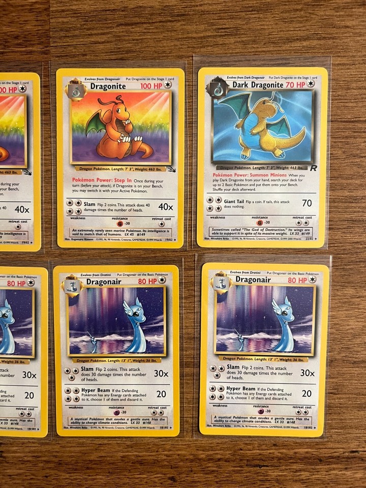 Dragonite 19/62, Dark Dragonite 22/82, Dragonair 18/102 Pokemon Card ...