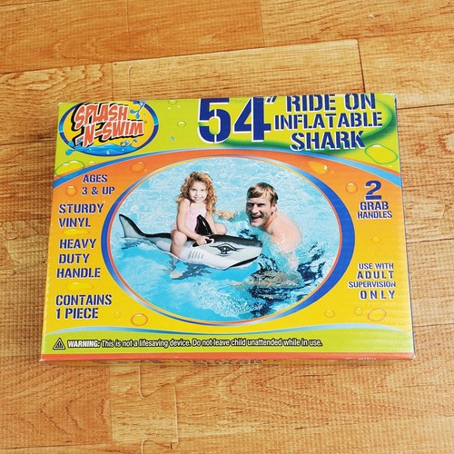 Splash N Swim 54" Ride On Inflatable SHARK Float NEW 876446000009 | eBay