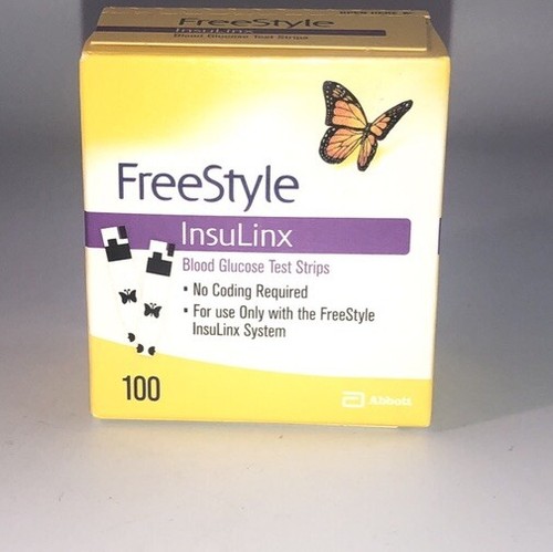 1 Box 100 Count Abbott Freestyle InsuLinx Blood Glucose Test Strips-New ...