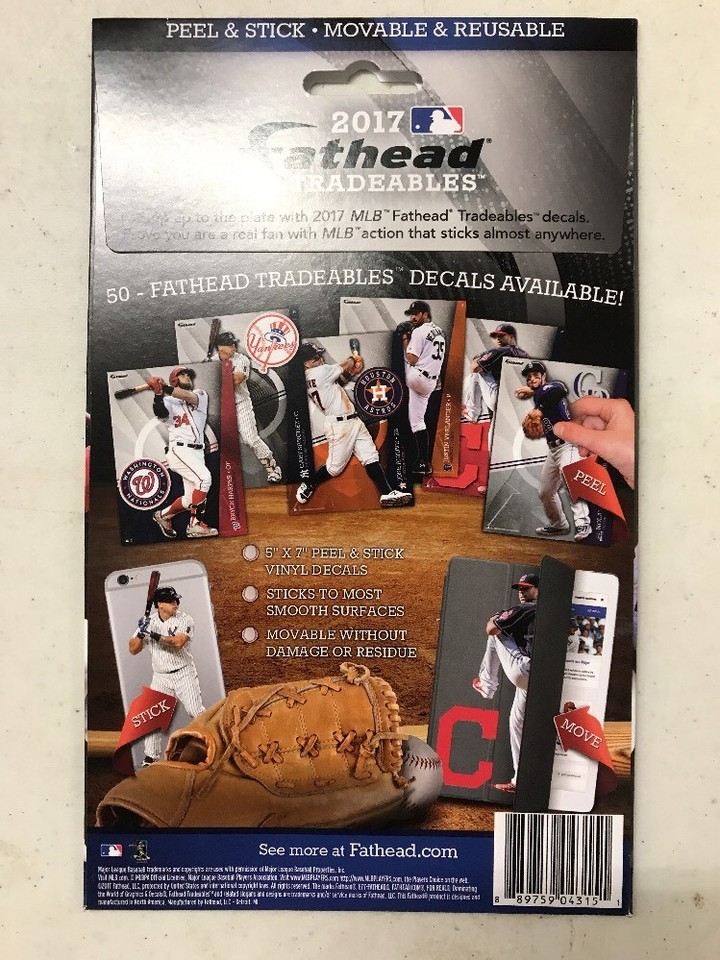 2017 MLB Fathead Baseball Decals. 5 Players Included, 5”x7” Vinyl Art ...