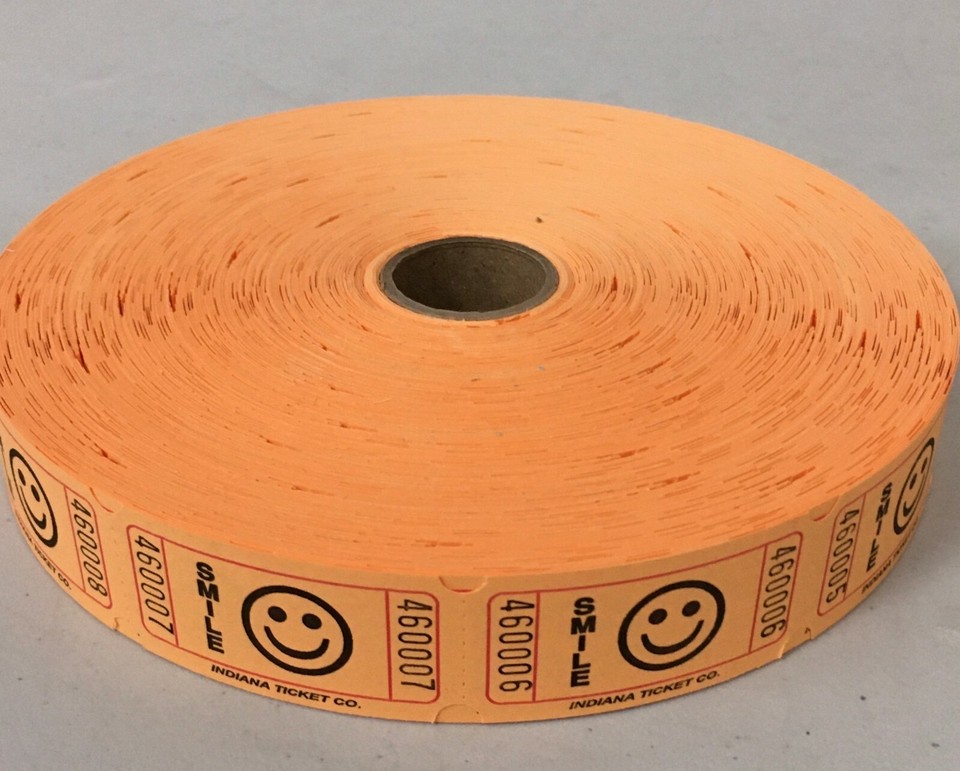 Smile Face Tickets Roll of 2000 Single Stub Smile Emoji Raffle Fun Fair ...