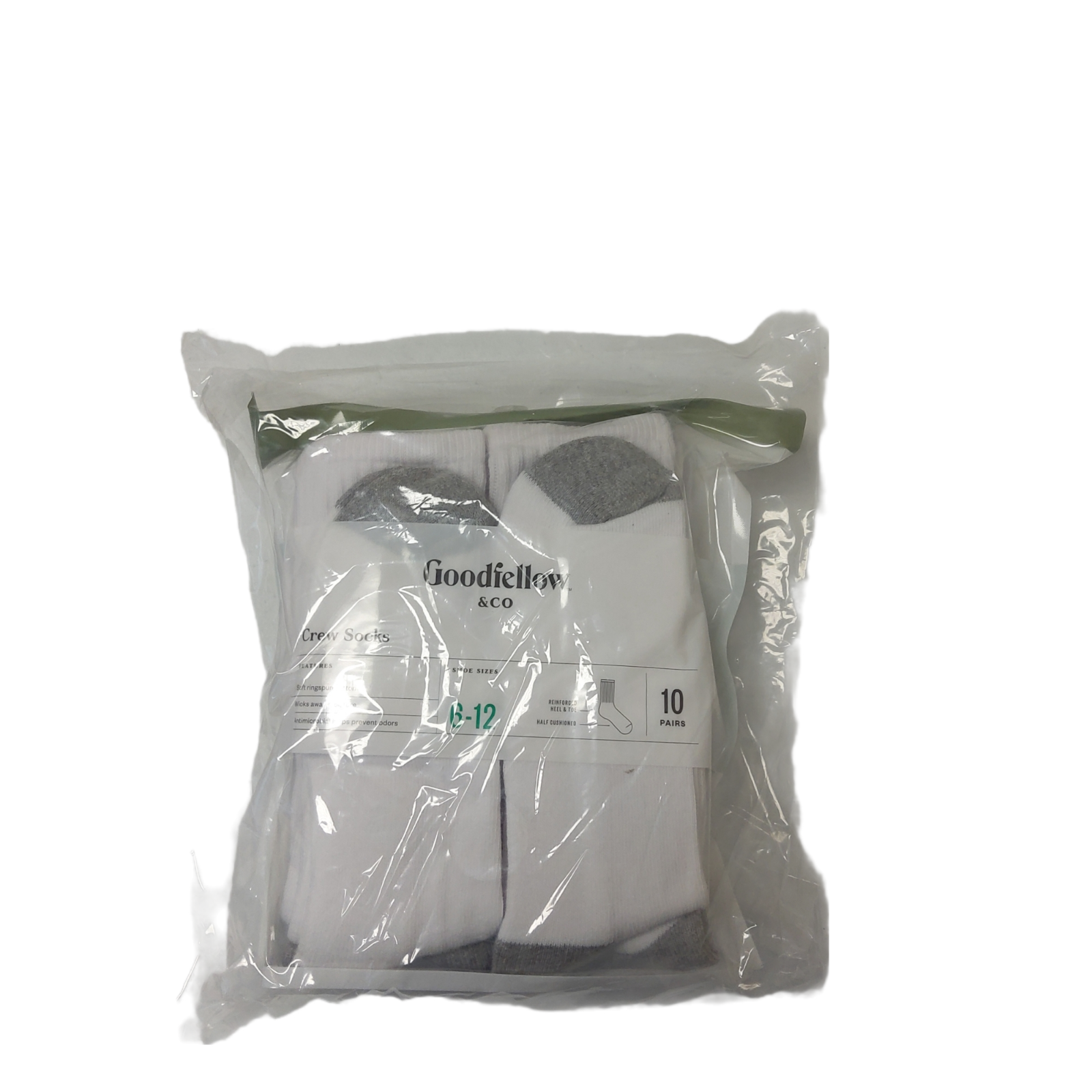 Goodfellow & Co Men's Antimicrobial Resistant Athletic Crew Socks, 10 ...