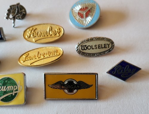 Lot x13 vintage British car enamel badges Alvis Bristol Sunbeam Humber ...