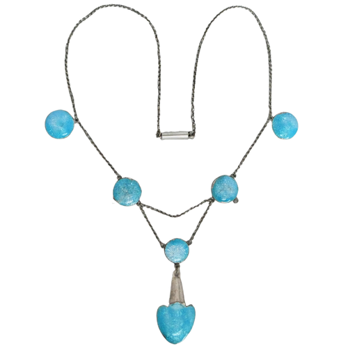 Antique ARTS & CRAFTS STG SILVER & BLUE GUILLOCHE ENAMEL NECKLACE, Swan ...