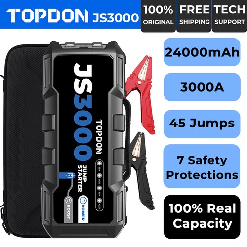 TOPDON Jump Starter JS3000 12V 3000A 24000mAh Super Battery Booster For Vehicle | eBay