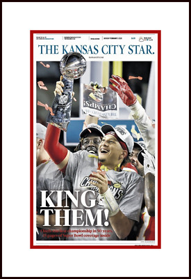 KANSAS CITY CHIEFS MAHOMES SUPER BOWL CHAMPS MATTED PIC OF NEWSPAPER ...