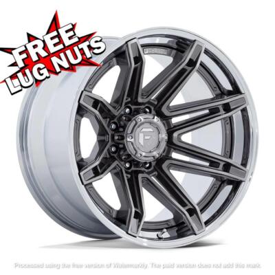 20 inch 20x10 Fuel FC401 BRAWL PLATINUM W/ CHROME LIP wheel rim 8x170 ...