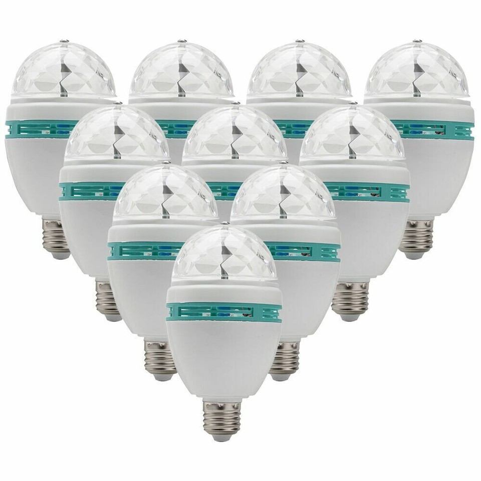 10x RGB Rotating LED Bulb 3W E26 Crystal Magic Ball Stage Light Disco ...