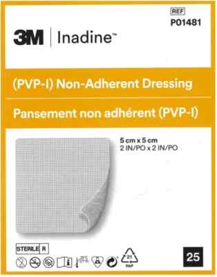 INADINE PVP-I Non Adherent Dressings 5 cm x 5 cm Antimicrobial Wound ...