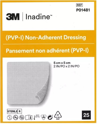 INADINE PVP-I Non Adherent Dressings 5 cm x 5 cm Antimicrobial Wound ...