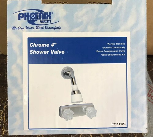 Phoenix 4" Chrome Two Handle Shower Valve with Shower Head Kit, RV ...