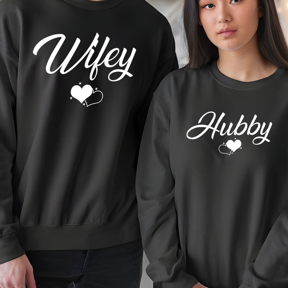 Couples Valentines Day Outfit Ideas Matching Wifey Hubby Sweatshirt ...