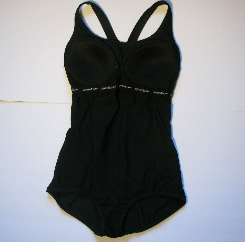 Speedo Conservative Ultraback Princess Seam Performance Black Swimsuit ...