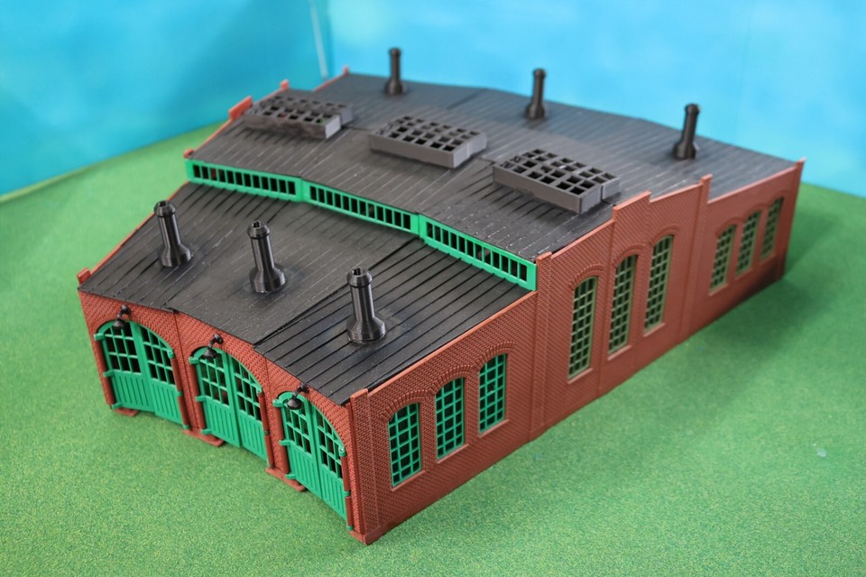 HO Scale Built-Up 3 Stall Engine Shed Roundhouse Building | eBay