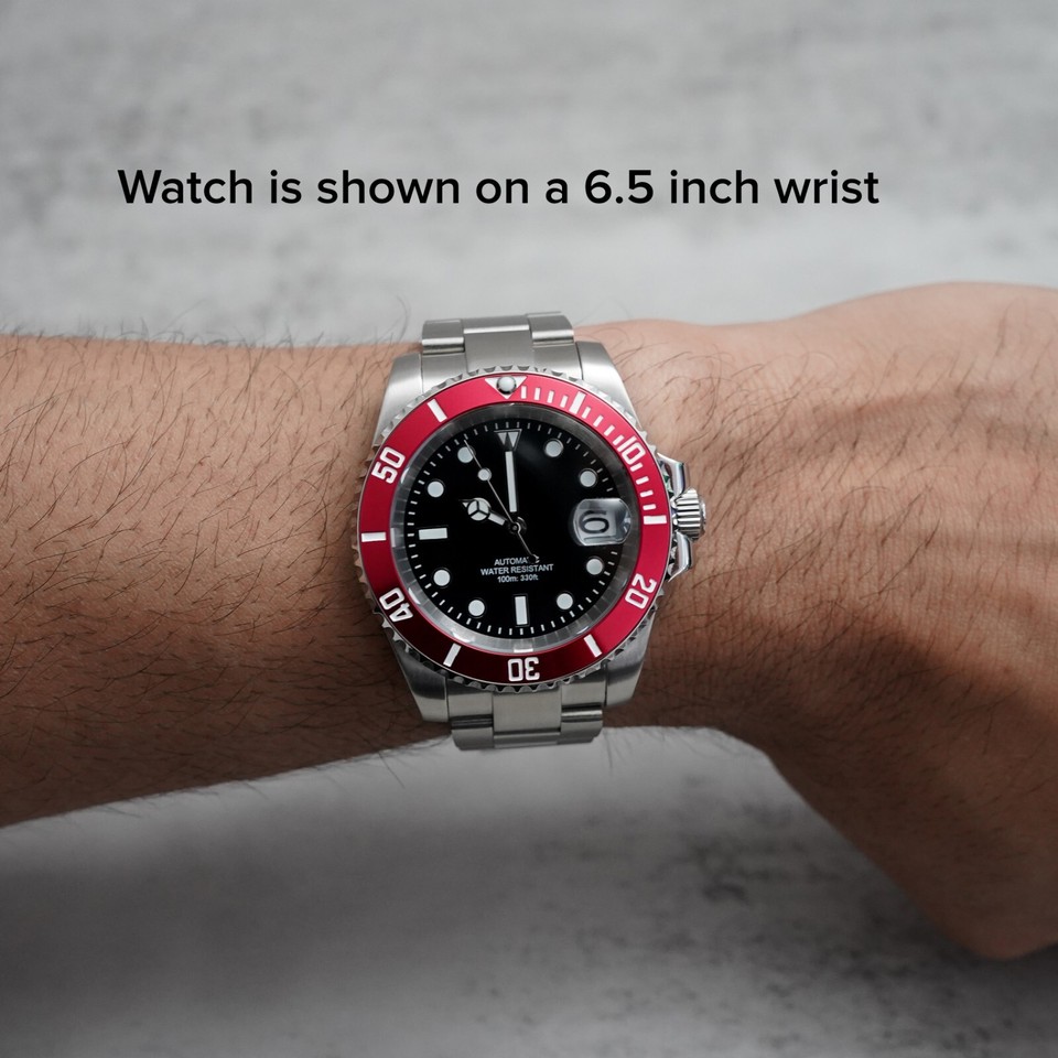 Custom Made 40mm Red Diver Style Mod Watch w/ NH35 Automatic Movement ...