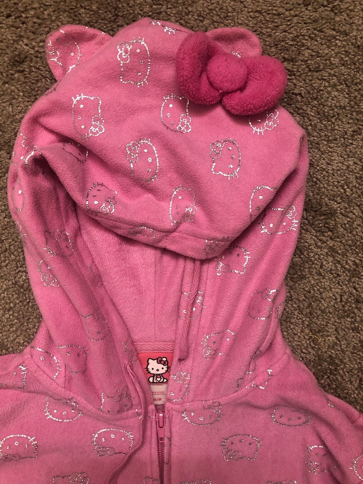hello kitty by sanrio one piece pink hooded footed pj - Gem