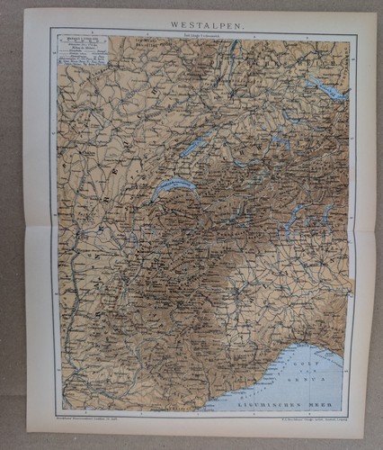 1884 Map of WESTERN ALPS. Original antique print Italy Swiss France | eBay
