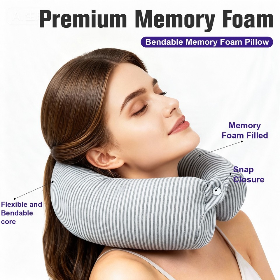Fosmon U-Shaped Memory Foam Travel Pillow Neck Support Head Rest ...