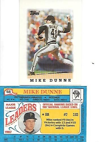 Mike Dunne 1988 Topps 1987 League Leaders Mini Baseball Card #68 Lot of ...