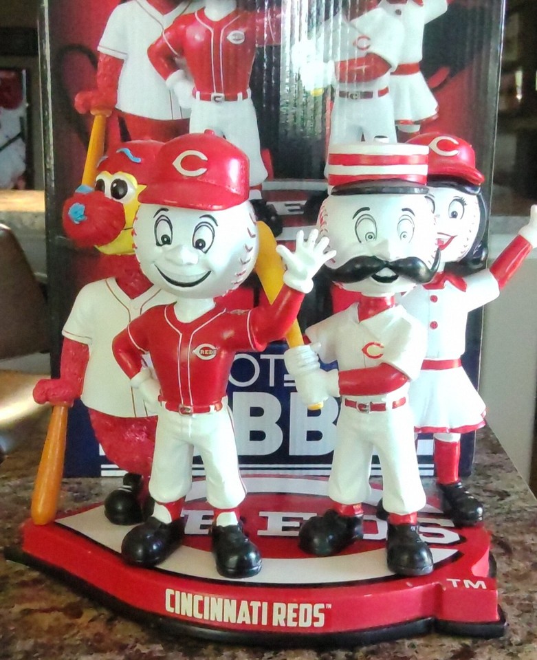 Cincinnati Reds 4in1 Mascot Bobblehead Mr. Red Mr. Redlegs Rosie Red ...