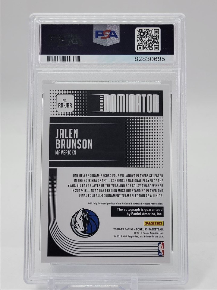 JALEN BRUNSON 2018-19 DONRUSS ROOKIE DOMINATOR AUTOGRAPH RC AUTO /99 ...