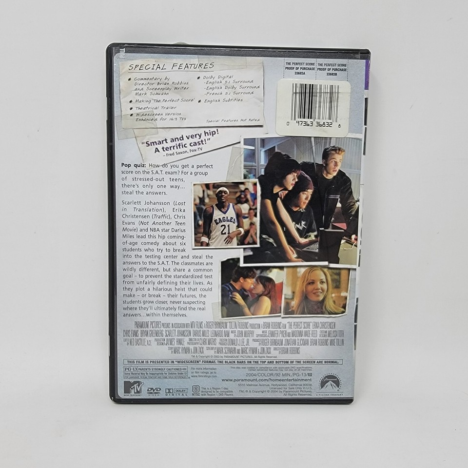 The Perfect Score [Widescreen Edition] DVD Tested Works Chris Evans ...