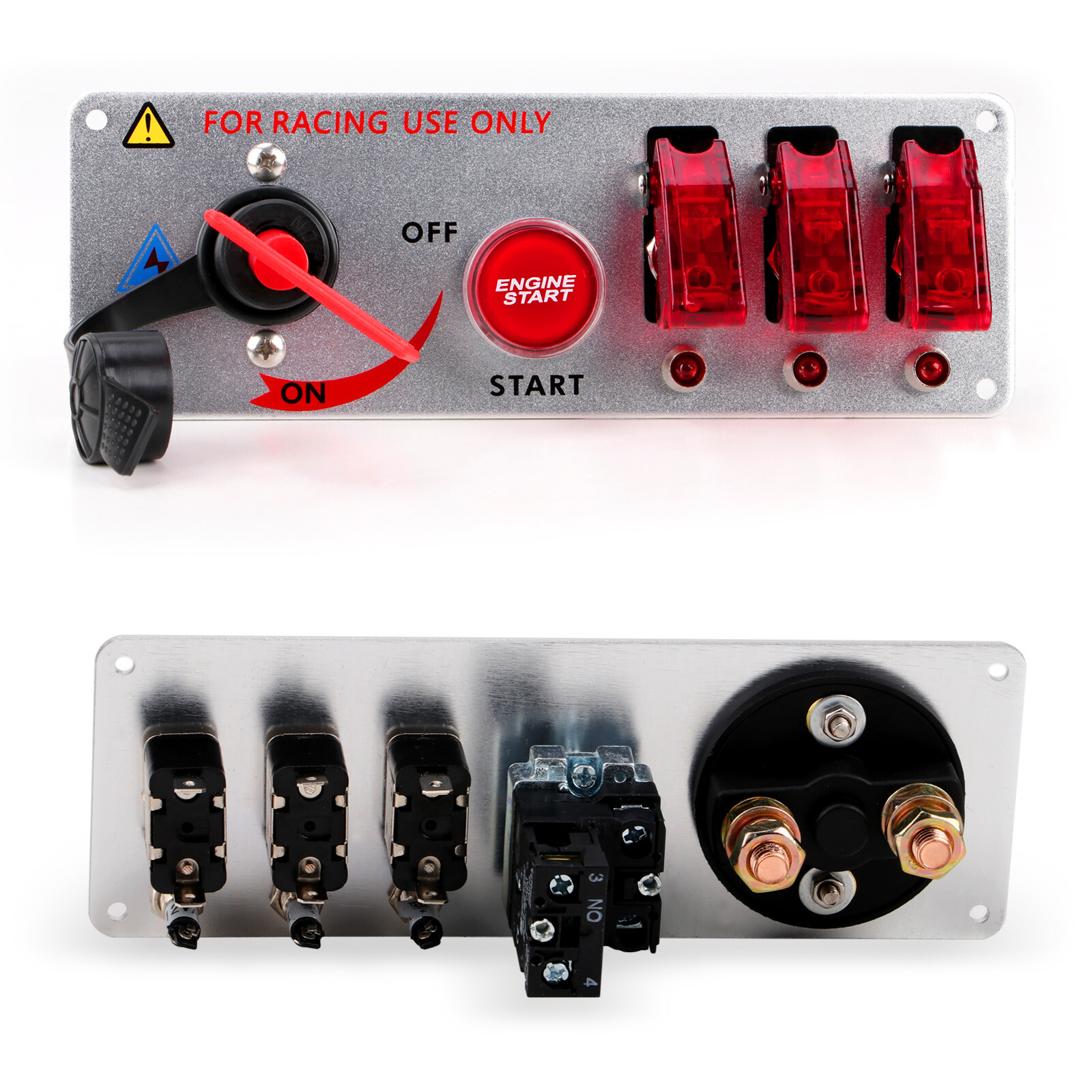 Silver Ignition Switch Panel Engine Start Push Button LED 12V Toggle ...