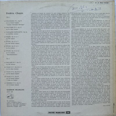 COA AUTOGRAPH Samson Francois 2C 053-10249 VINYL LP EMI Signed | eBay