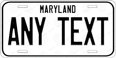 Maryland State License Plate Tag Black & White For Auto ATV Bike Moped ...