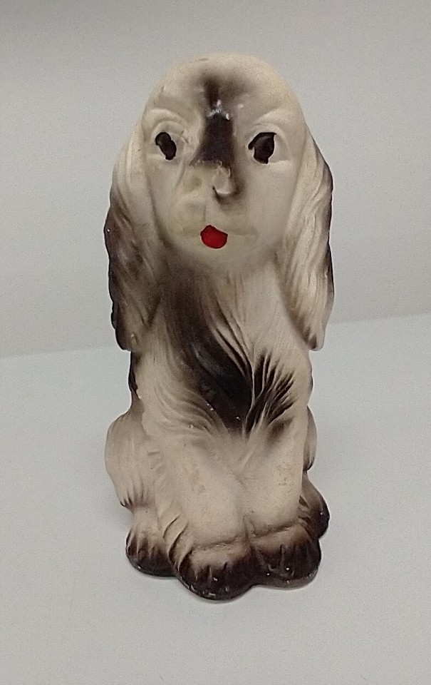 VINTAGE CHALKWARE DOG PUPPY SPANIEL PLASTER STATUE FIGURINE CARNIVAL ...