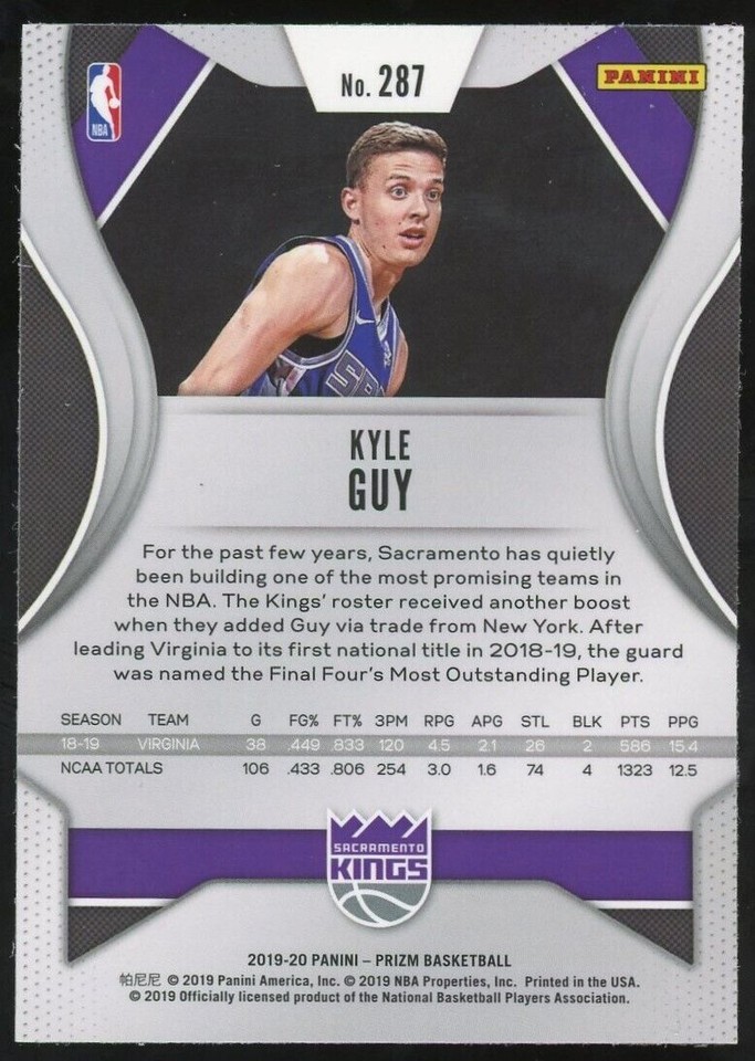 2019-20 Panini Prizm Kyle Guy Rookie Sacramento Kings RC #287 | eBay