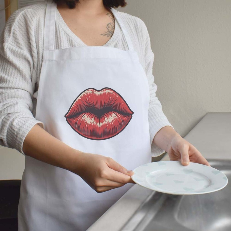 'Red Lips Kiss' Unisex Cooking Apron (AP00079113) | eBay