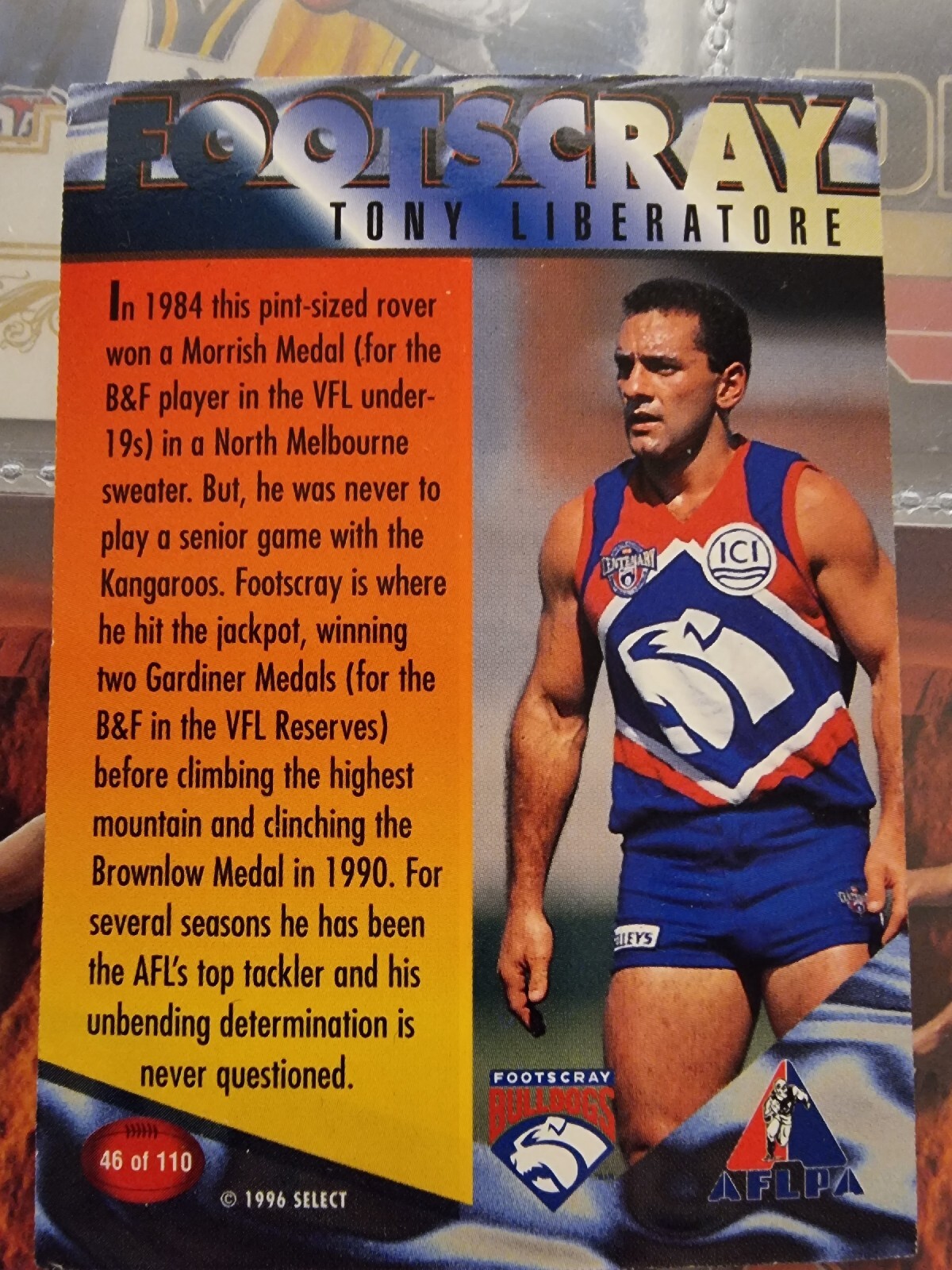 1996 Select Classic Metal Gold #46 Tony LIBERATORE Footscray Western ...