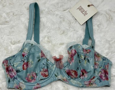 NEW NWT Panache Superbra Fern Balconnet Bra 6291 Blue Floral US 30D | eBay