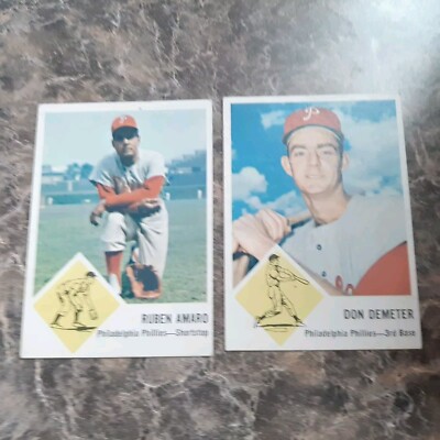 1963 Fleer #53 Demeter, #50 Amaro, Baseball Cards. Philadelphia ...