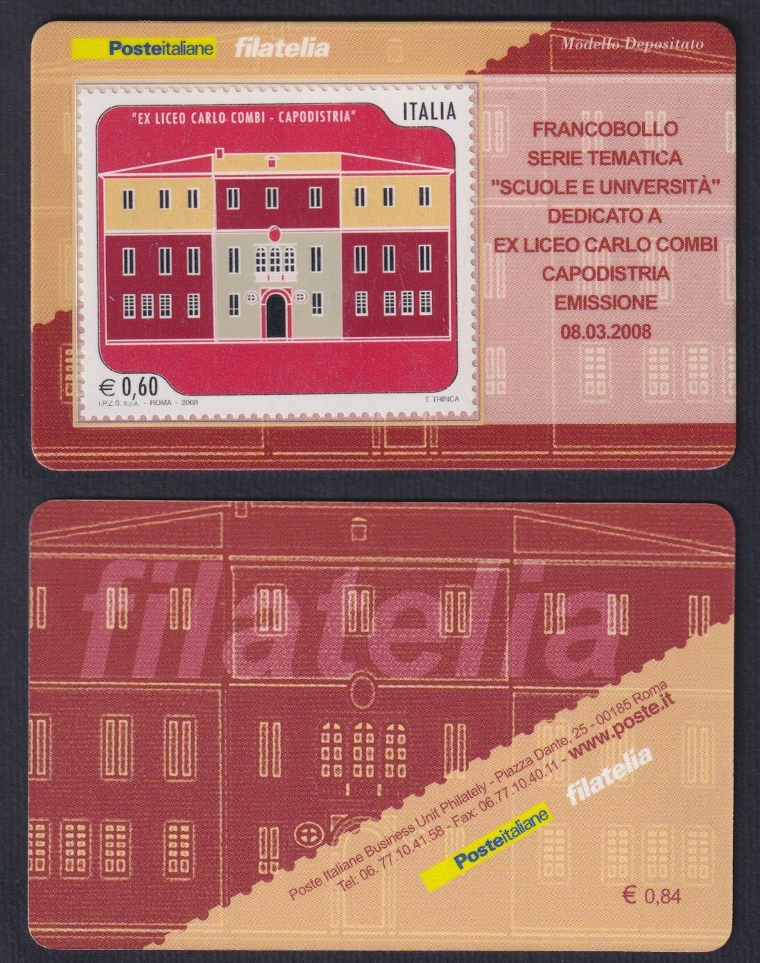 Card Philatelic 2008 Schools And College Ex Liceo Carlo Combi ...