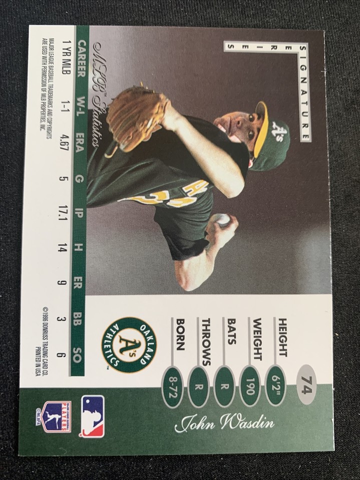1996 Leaf Signature Series Baseball #74 John Wasdin Oakland A’s NmMt ...