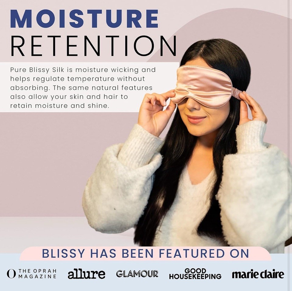 Blissy Silk Sleep Mask - Silk Eye Sleeping Mask for Women & Men Total ...