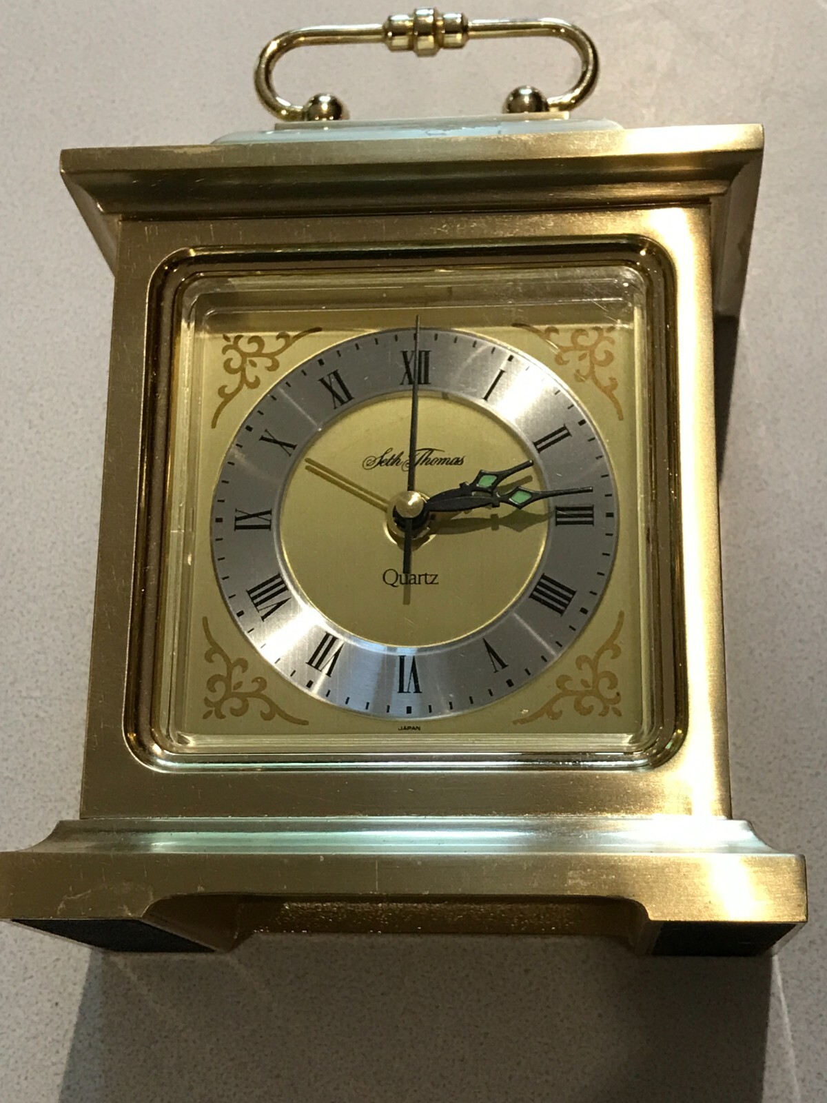 Seth Thomas Rapture Solid Brass Quartz Clock 4RE703 Vintage Carriage ...