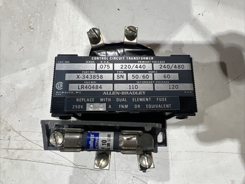 🔥ALLEN BRADLEY X-343858 TRANSFORMER .075 KVA 240/480V W/Fuse,Used ...