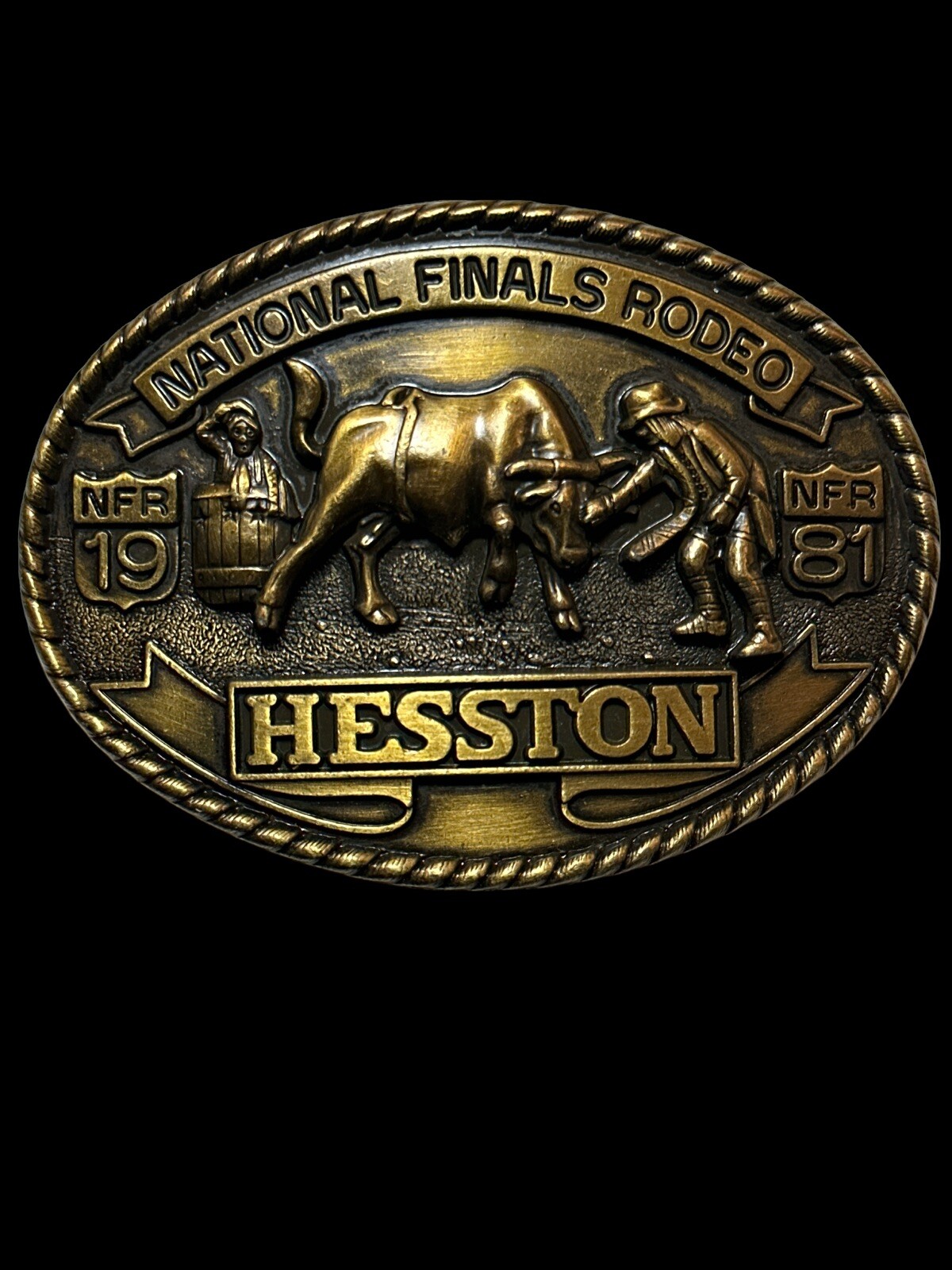 1981 NFR Bull Fighting Belt Buckle Hesston Rodeo Collectors PRCA New | eBay