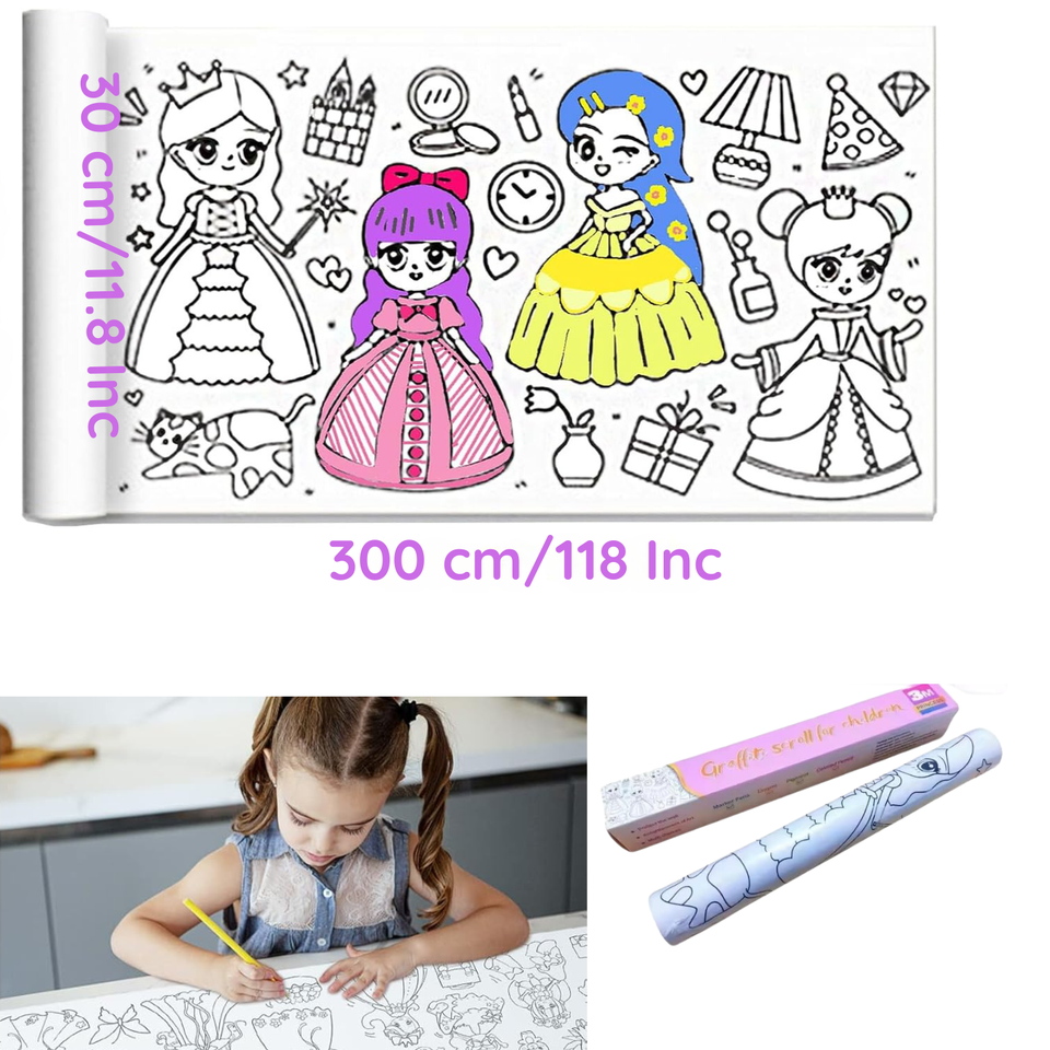 Coloring Paper Roll for Kids 118x11.8″ Sticky Drawing Paper Roll Out ...