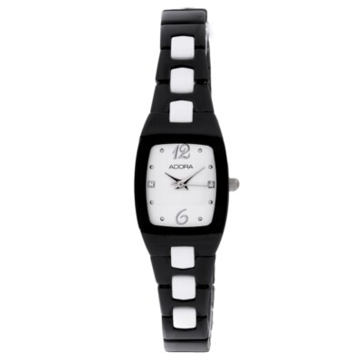 ADORA Ceramic Watch TS3355 Square Ladies Ceramic Wristwatch Black White ...