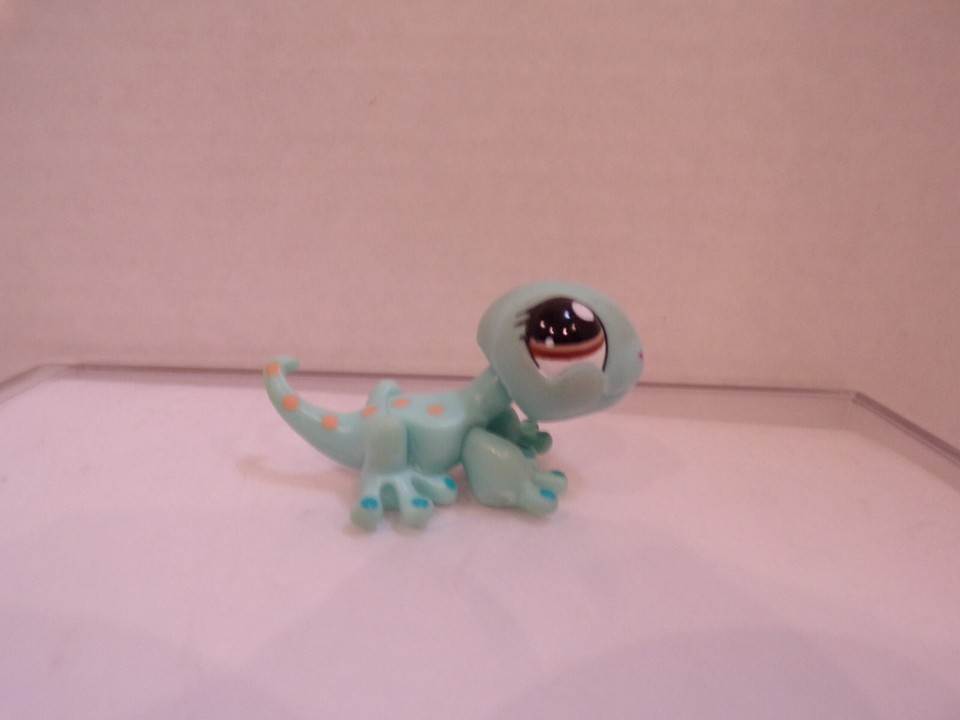 Littlest Pet Shop~#1667~Gecko Lizard~Teal Orange Spots~Brown Dot Eyes ...