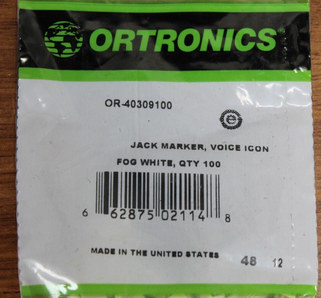 Ortronics - OR-40309100 - Jack Marker - Voice Icon - Fog White - Pack ...