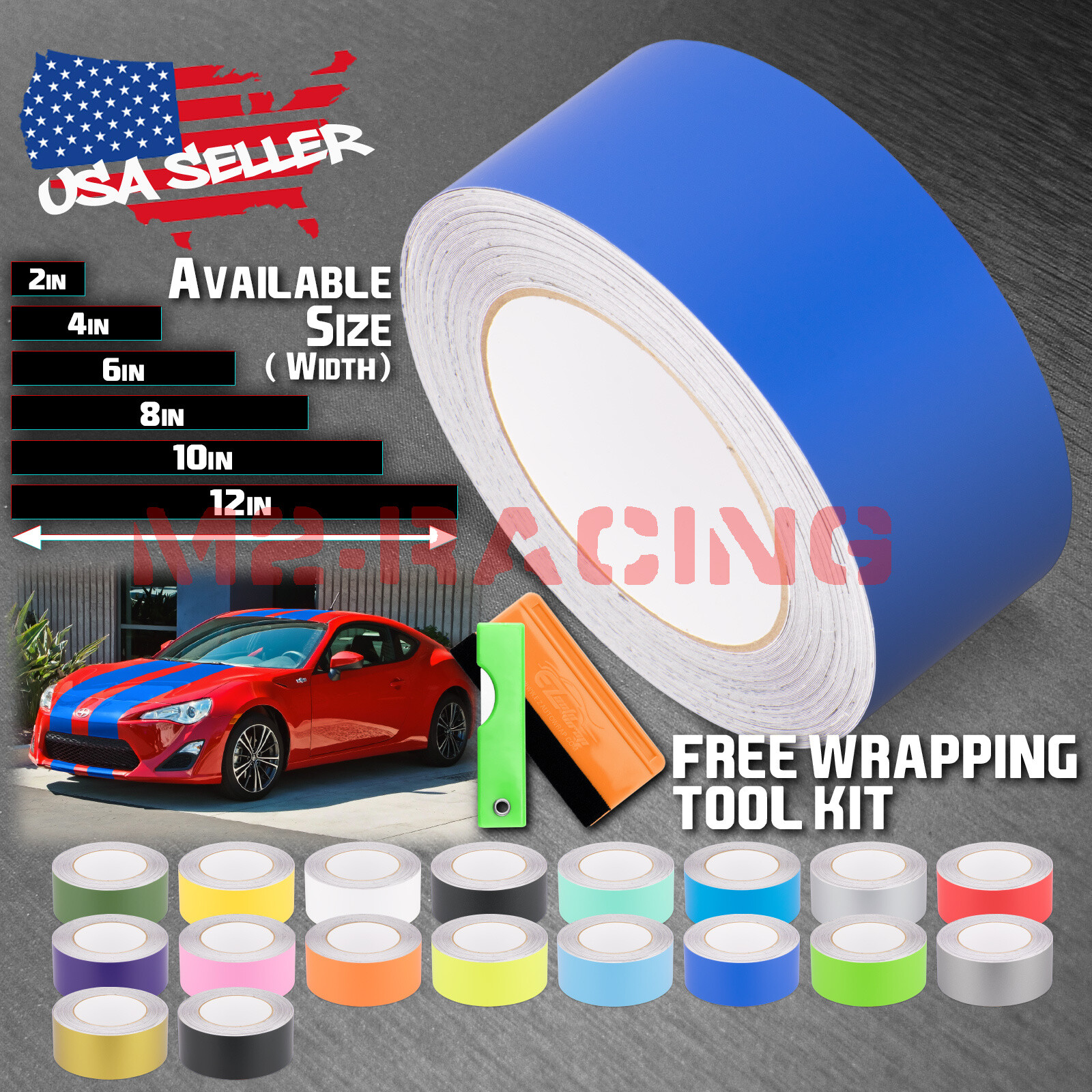 Matte Color Racing Stripes Vinyl Wrap Decal For Scion Toyota FRS 10FT ...